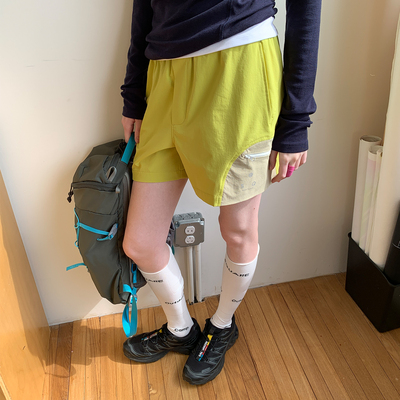 宽松运动五分裤拼接撞色跑步瑜伽