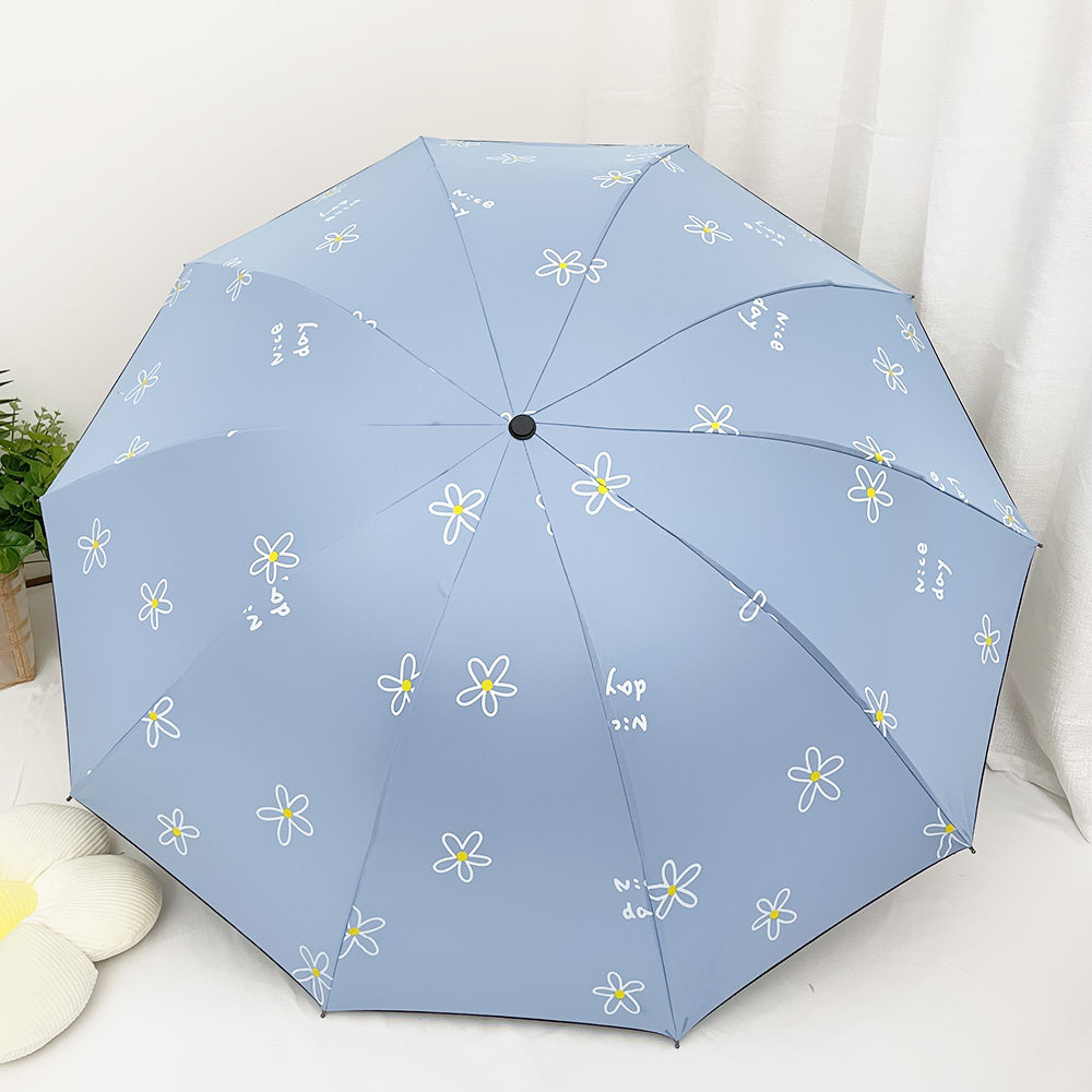十骨大号雨伞印花小清新太阳伞黑胶防晒防紫外线遮阳晴雨两用伞女