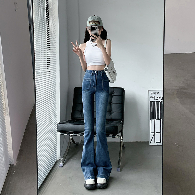 AZYZ微喇叭牛仔裤女春秋设计感小众高腰显瘦马蹄裤子小个子ins潮_虎窝淘