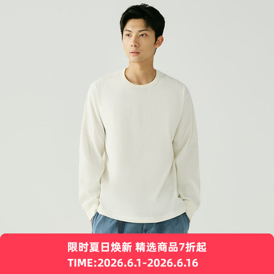 WHEELS and WIND 男女日本帝人机能性吸湿速干华夫格长袖圆领T恤