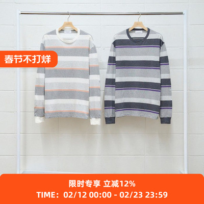 UNUSED水洗加工条纹长袖T恤