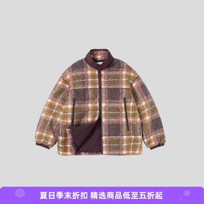 PRIMEE格子抓绒棉服外套