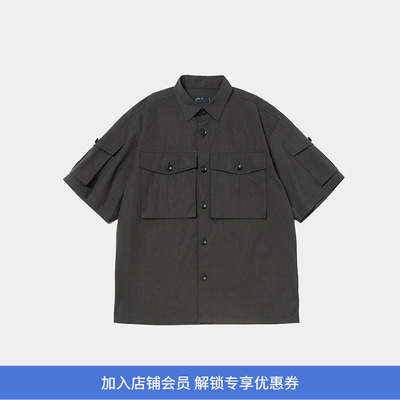 meanswhile Trinity Chambray Safari 机能性面料军事风短袖衬衫