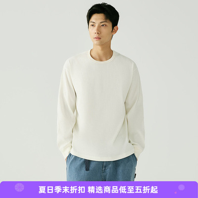 WHEELS and WIND 男女日本帝人机能性吸湿速干华夫格长袖圆领T恤