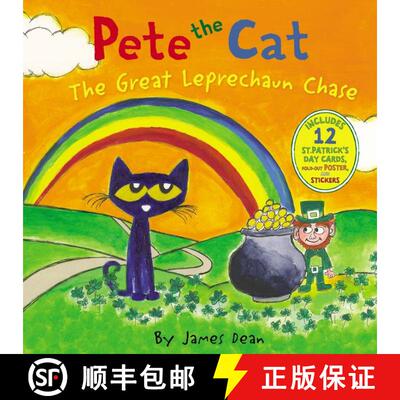 【3-4周达】精装 Pete the Cat: The Great Leprechaun Chase: Includes 12 St. Patrick's Day Cards, Fold-O... [9780062404503]