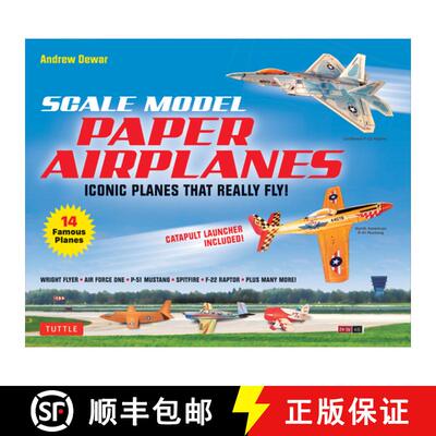 【3-4周达】Scale Model Paper Airplanes Kit: Iconic Planes That Really Fly! Slingshot Launcher Include... [9780804851084]