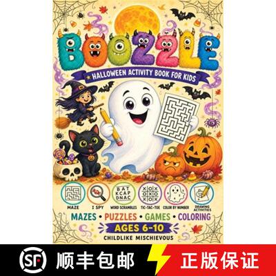 【3-4周达】Boozzle - Halloween Activity Book for Kids: Fun and Spooky Mazes, Word Scrambles, Tic-Tac-... [9788368968002]