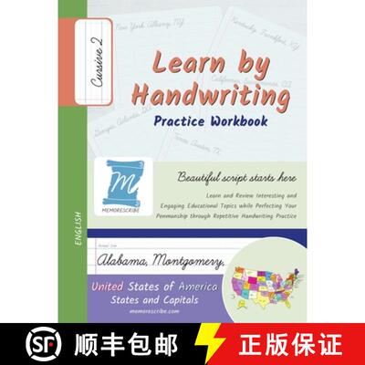 【3-4周达】Handwriting Practice Workbook - United States of America, States and Capitals - Cursive, L... [9798330526840]