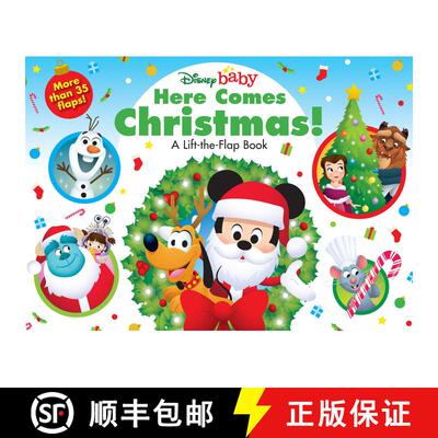 【3-4周达】Disney Baby: Here Comes Christmas!: A Lift-the-Flap Book [9781368077699]