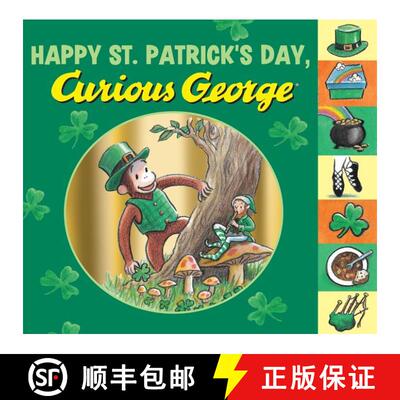 【3-4周达】Happy St. Patrick's Day, Curious George: Tabbed Board Book [9780544088887]