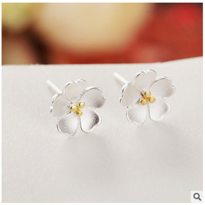 花朵时尚925纯银耳钉耳饰