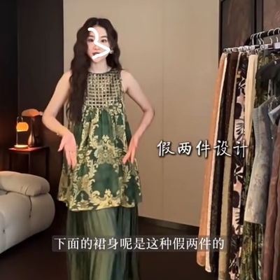 三吉【斑斓山】新中式国风连衣裙子2025新款今年流行爆款剪花