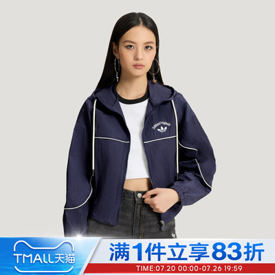 adidas阿迪达斯三叶草女子外套OG W WB运动健身连帽夹克KT3055