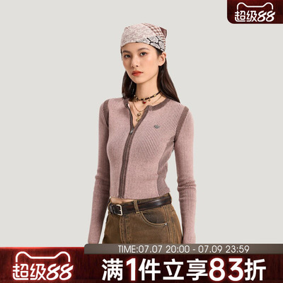 adidas阿迪达斯三叶草女子短款开衫毛衣运动紧身针织外套KR5038
