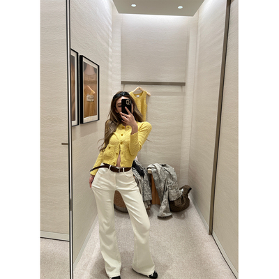 XinleiLin白色弹力牛仔裤长裤