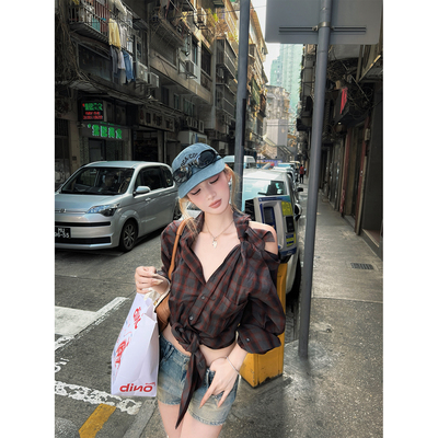 XinleiLin双色设计感格子衬衫