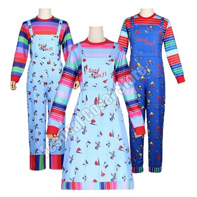 Movie Chucky Cosplay Costume with Striped Shirt and Jumpsuit