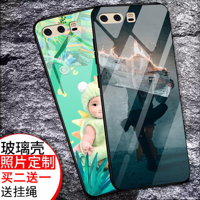 适用于华为P10plus手机壳玻璃面钢化P10plus套男女款软硬潮牌款清新情侣可爱网红新款卡通创意图案彩绘潮牌