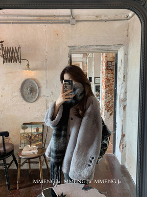 MMENGJA宽松皮毛一体皮草外套女