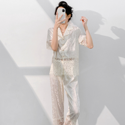 2025新款冰丝提花蕾丝睡衣女