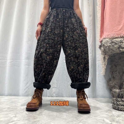 加绒加厚宽松大版牛仔裤