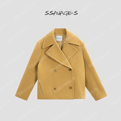 SSAVAGE翻领高比例澳洲羊毛外套