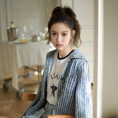 设计感收腰通勤牛仔套装