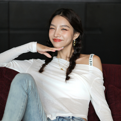 法式小众白色薄款长袖T恤