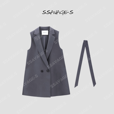 SSAVAGE女装“灰汀朵”挺括垂感通勤宽松西装背心外搭