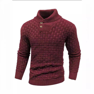 男圆领针织衫毛衣修身 Men S Brown Regular Fit Knitted Sweater