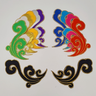 云卷刺绣背带胶烫花祥云布贴