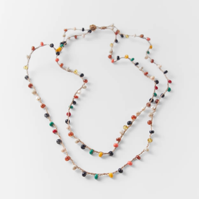 五彩石串珠欧美长项链