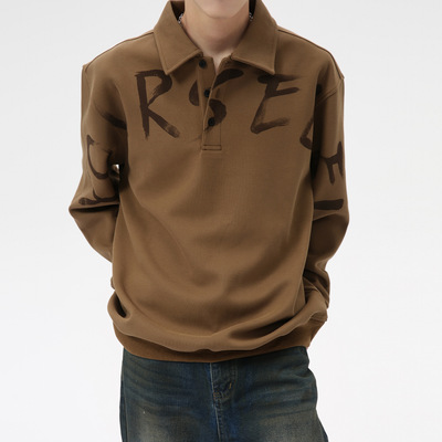 MTLCLOTHES美式翻领纽扣卫衣简约