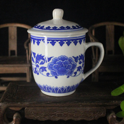 青花杯子景德镇厂瓷陶瓷老式