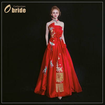 Obride红色凤凰显瘦敬酒服新娘