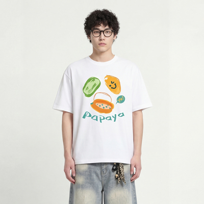 甜瓜物语PAPAYA字母宽松短袖T恤