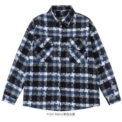 人人千面格纹百搭长袖衬衫衬衣