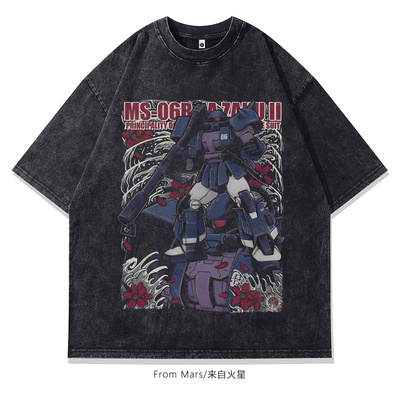 也不安稳印花宽松圆领短袖T恤