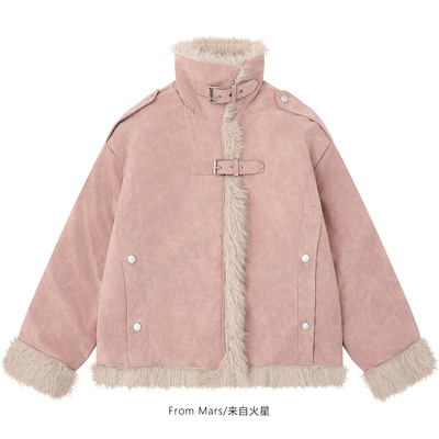 都会通透宽松加厚保暖棉衣外套