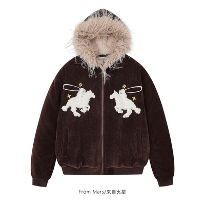 做一堆事保暖加厚连帽棉衣外套