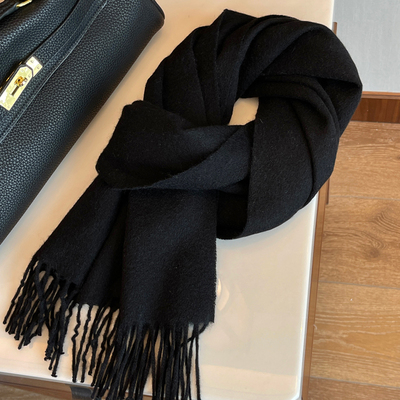 雪林鹿冬季羊毛围巾韩版女纯色