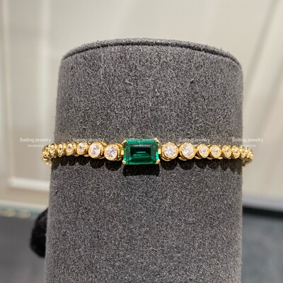 香港专柜 英国carat london 人造祖母绿手链 金色 欧美风订婚结婚