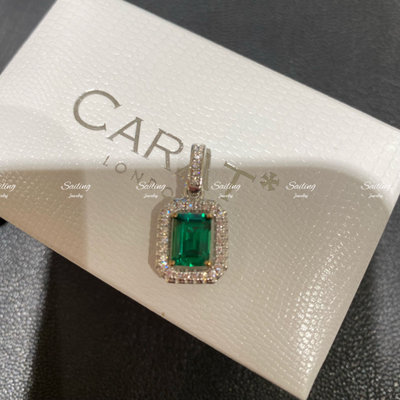 香港专柜 英国carat london 人造祖母绿 人工钻 吊坠