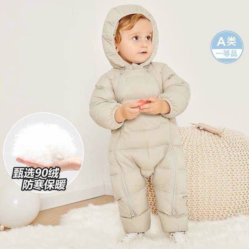 品牌鹿小糖连体衣羽绒婴儿衣服宝宝冬装外出抱衣加厚哈衣爬服时尚