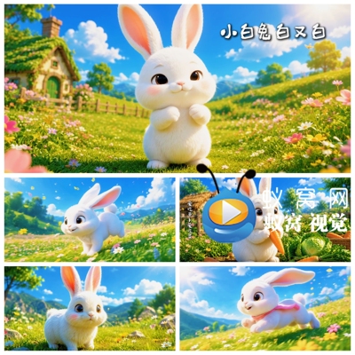 S7746《小白兔白又白》可爱卡通兔子儿歌歌曲MV LED背景视频素材