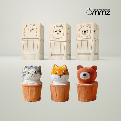 兴趣手工木方DIY卡通小木雕解压治愈玩具中难度小动物泡澡材料包