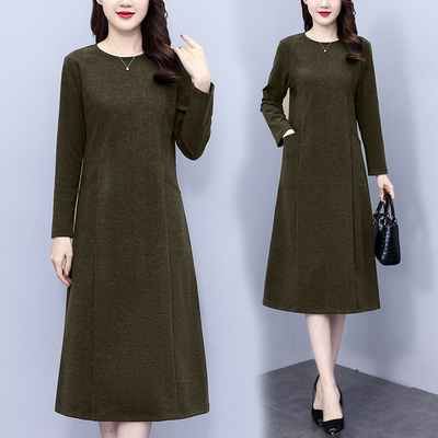 妈妈显瘦连衣裙秋冬针织显瘦裙子