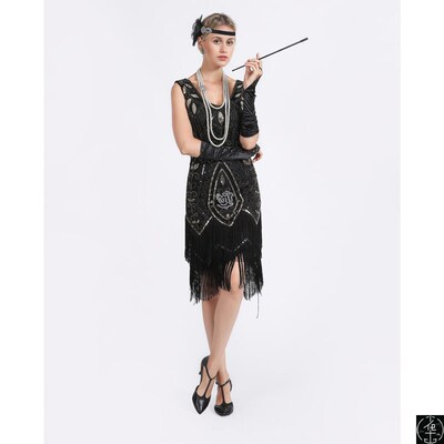 Flapper Dress Gatsby Roaring 1920s Costume Fringed for Party