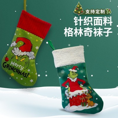 Grinch Christmas Stocking Socks Xmas Party Gift Candy Bag