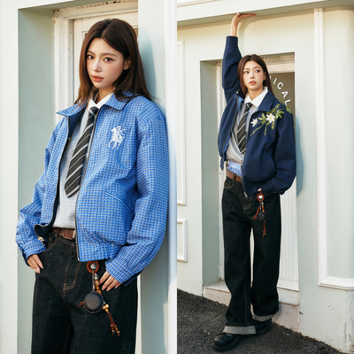 双面穿藏蓝HACR重磅刺绣miu风